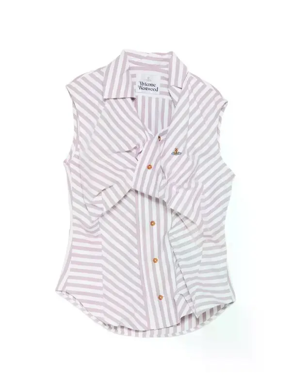 VIVIENNE WESTWOOD Logo-embroidered Striped Shirt - Purple