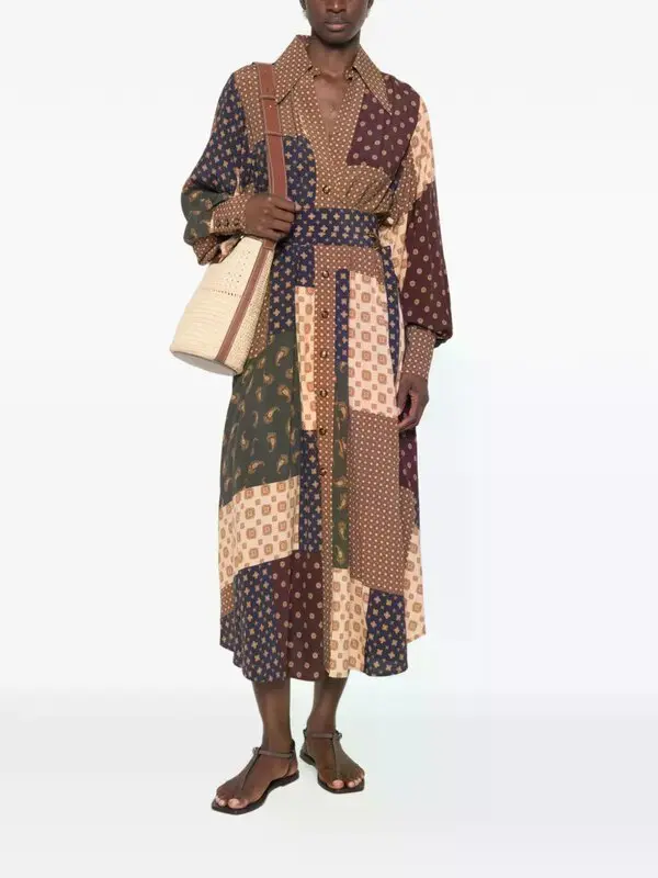 Zimmermann Geometric-patchwork Midi Dress