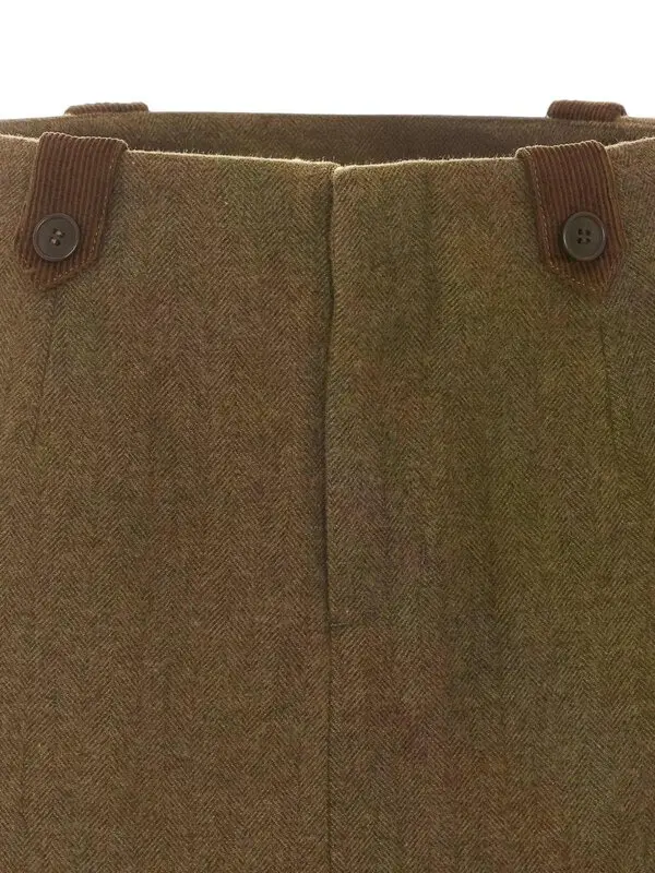 ELEH Herringbone-weave Button-detail Mini Skirt