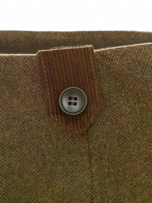 ELEH Herringbone-weave Button-detail Mini Skirt