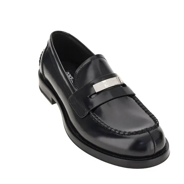 Dolce & Gabbana Logo Plate Leather Loafers