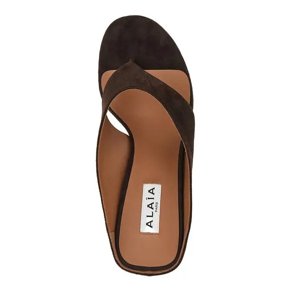 Alaïa Suede Leather 'cube' Thong Mules
