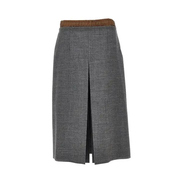 Prada Wool Midi Skirt With Underskirt - Grey