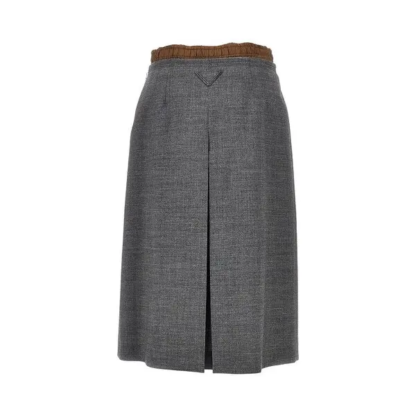 Prada Wool Midi Skirt With Underskirt