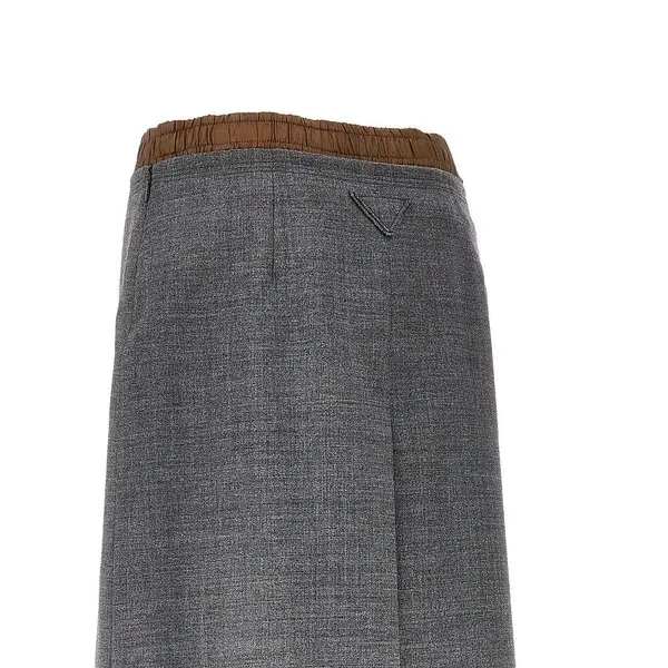 Prada Wool Midi Skirt With Underskirt