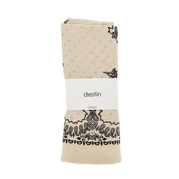 Destin Wool Scarf With Bandanda Motif - White