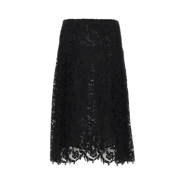 Fendi Macramè Lace Midi Skirt - Black