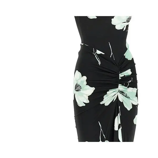 Alaïa Sakura Print Draped Long Dress