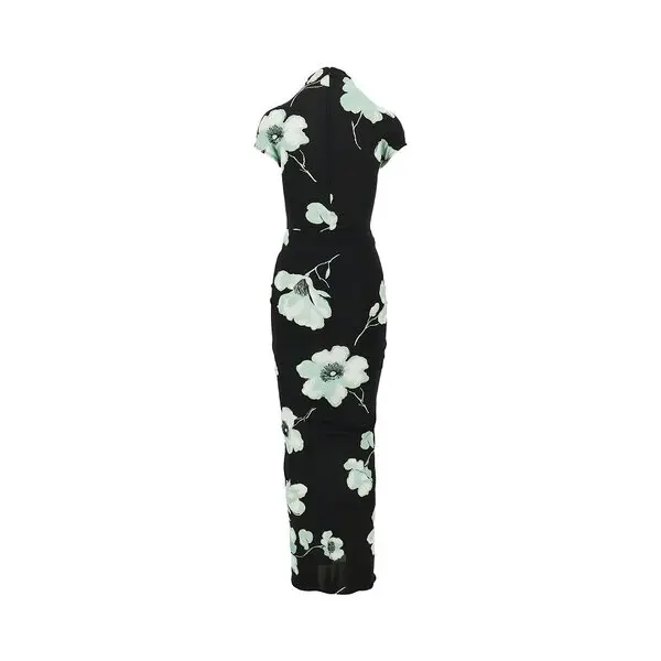 Alaïa Sakura Print Draped Long Dress