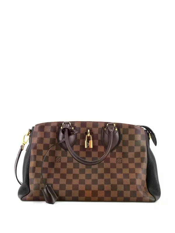 LOUIS VUITTON Damier And Leather Normandy Satchel - Brown