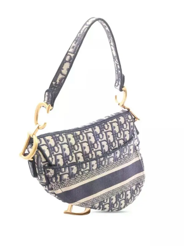 Dior 2000-2026 Oblique Embroidered Canvas Saddle Bag Shoulder Bag