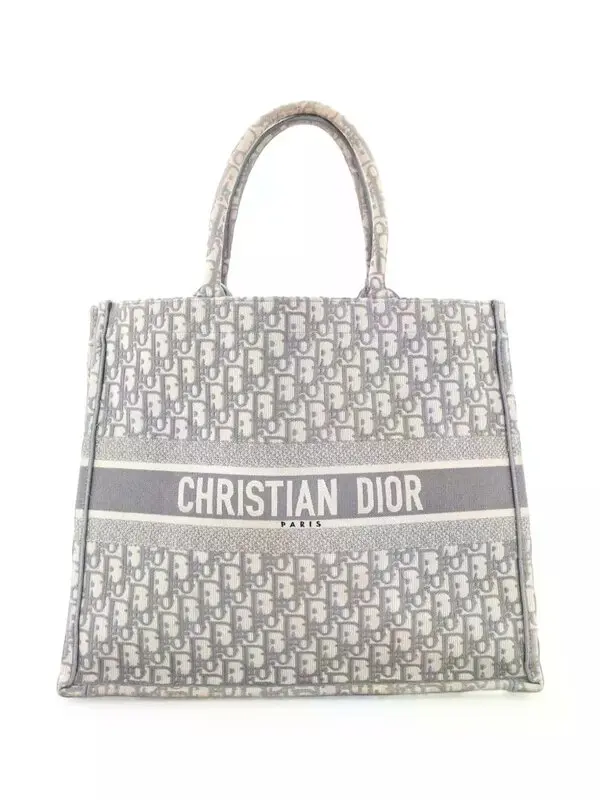 Dior Book Oblique Canvas Large Tote Bag - Grey