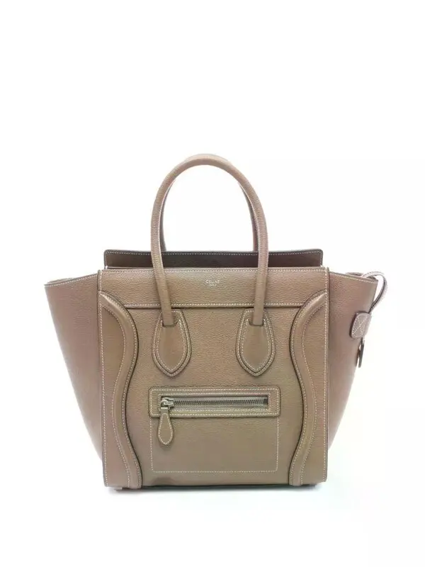 Celine 2010-2026 Micro Leather Luggage Tote Bag - Brown