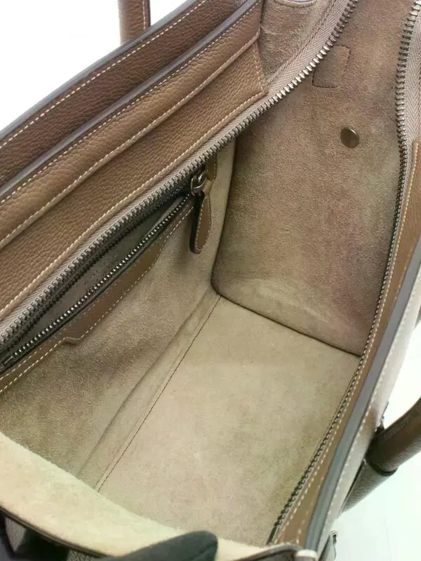 Celine 2010-2026 Micro Leather Luggage Tote Bag - Brown