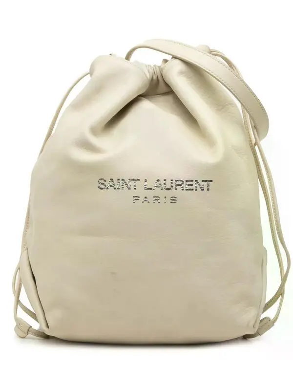 Saint Laurent Lambskin Teddy Drawstring Bucket Bag