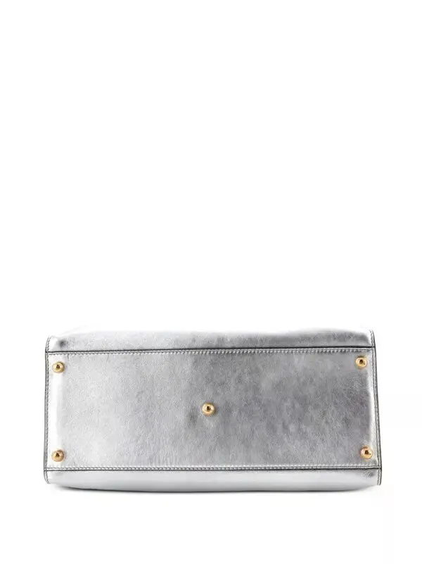 Fendi Sunshine Shopper Leather Medium Tote Bag - Silver