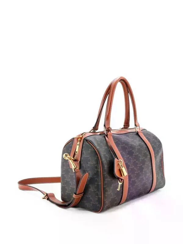 Celine Boston Bag Triomphe Coated Canvas Large Handbag