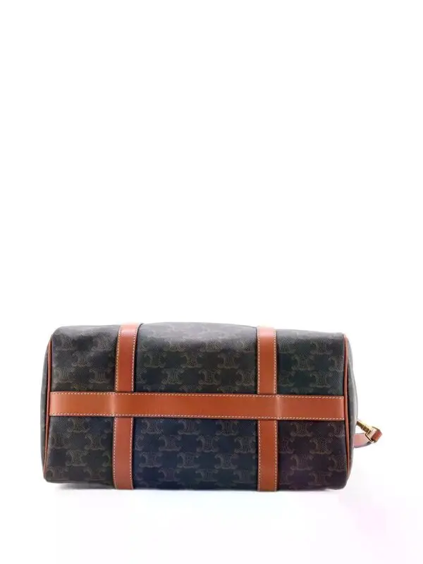 Celine Boston Bag Triomphe Coated Canvas Large Handbag