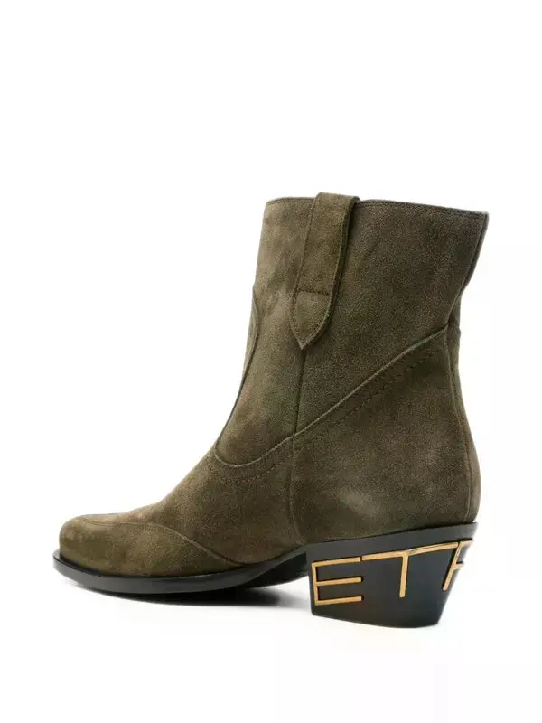 Etro Pointed-toe Logo-plaque Boots - Green