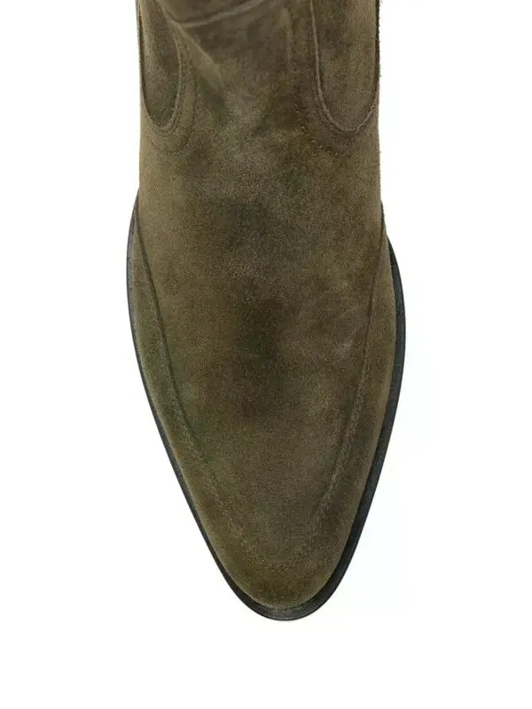 Etro Pointed-toe Logo-plaque Boots - Green