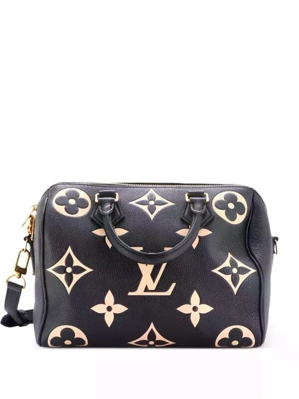 LOUIS VUITTON Speedy Bandouliere Bag Bicolor Monogram Empreinte Giant 25 Handbag - Black