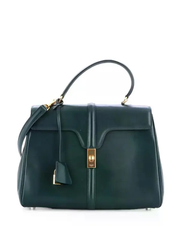 Celine 16 Top Handle Smooth Calfskin Satchel - Green