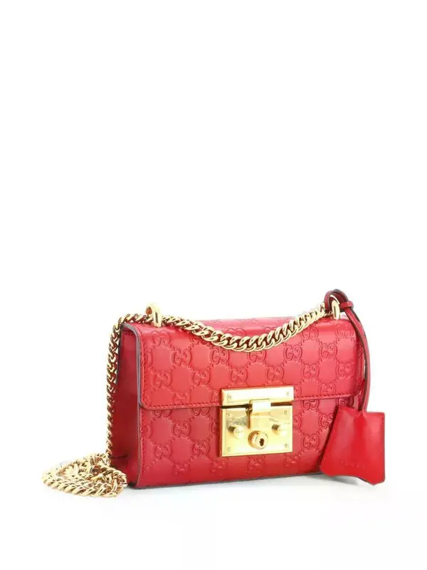Gucci Padlock Ssima Leather Small Crossbody Bag - Red