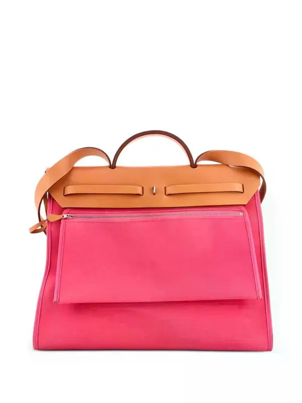 Hermès Herbag Zip Leather And Toile 39 Satchel - Brown