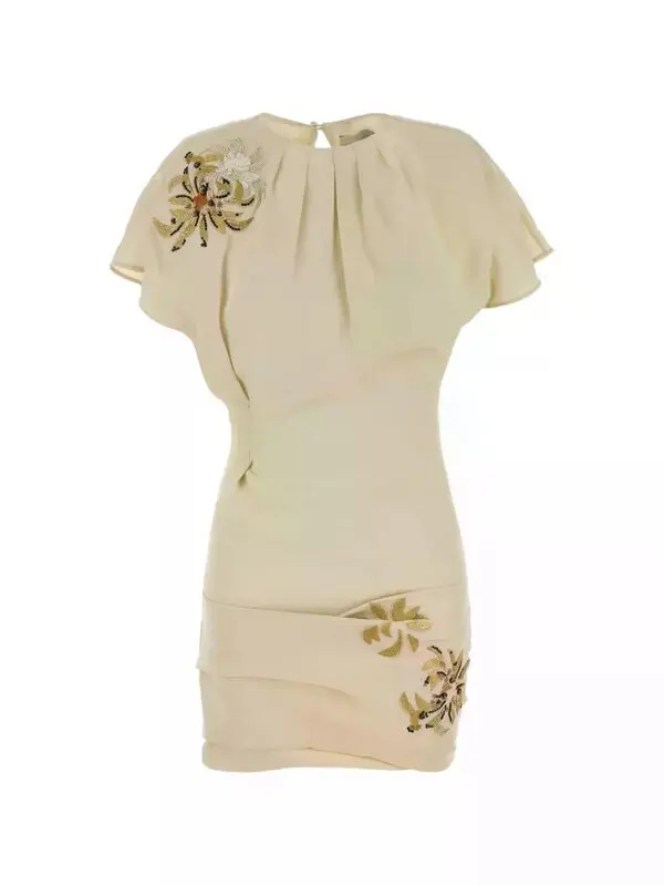 Isabel Marant Étoile Sakia Embroidered Crepe Mini Dress - Neutrals