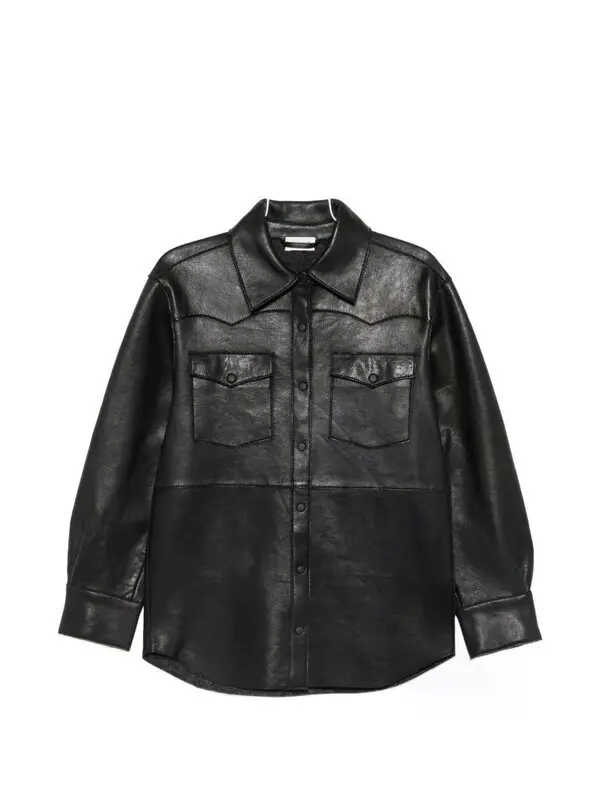 P.a.r.o.s.h Western-style Leather Shirt Jacket