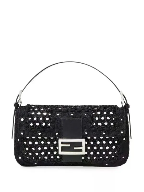Fendi Baguette® 26424 Re-edition Bag With Embroidery And Mirrors - Black