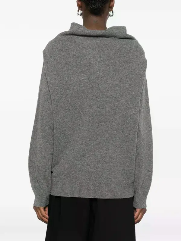 Source Unknown Shawl-detail Knitted Sweater - Grey