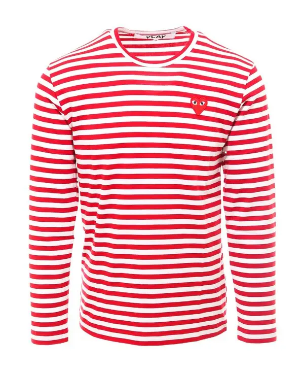 Play Comme Des Garcon Comme Des Garçons Play Striped Long-sleeved T-shirt - Red