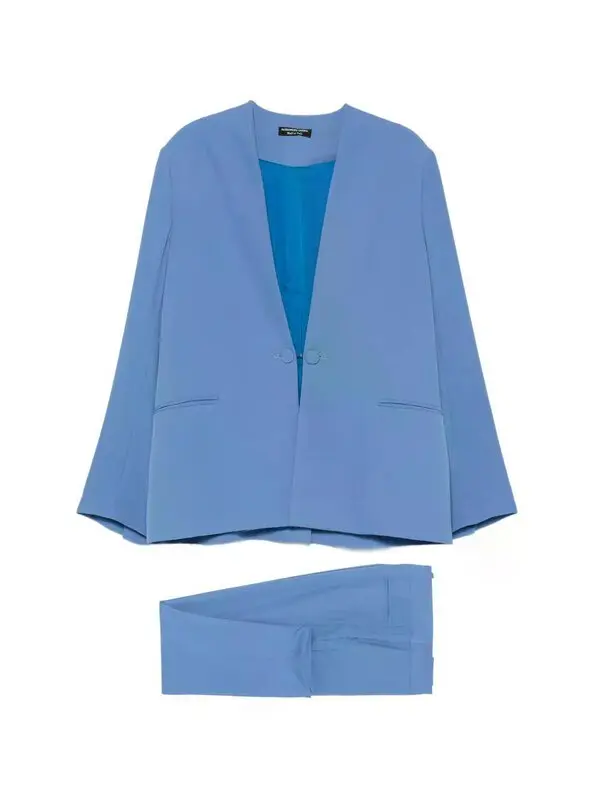 ALESSANDRO LEGORA Hook-fastening Collarless Suit