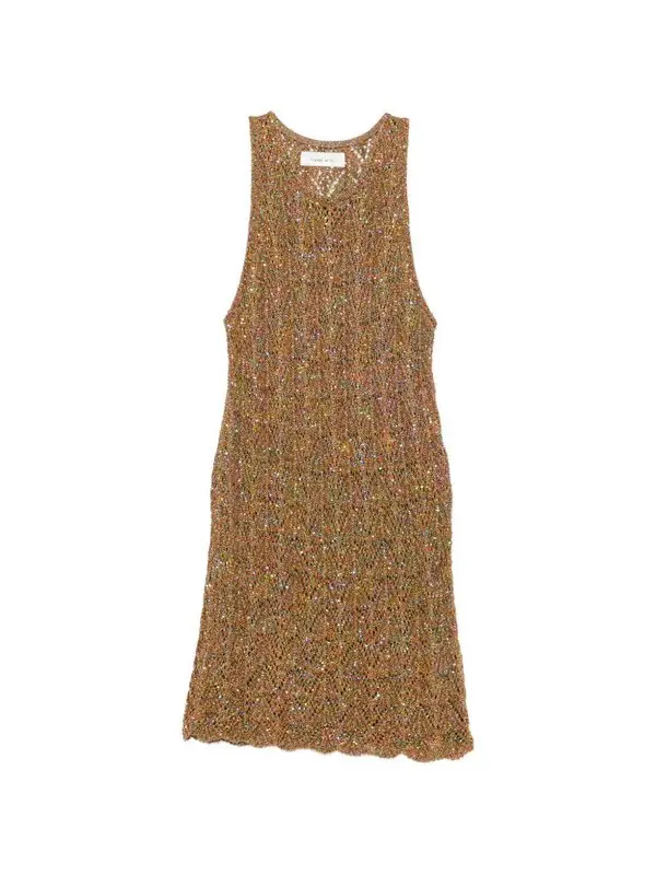 CIRCUS HOTEL Sequin-embellished Crochet-knit Mini Dress