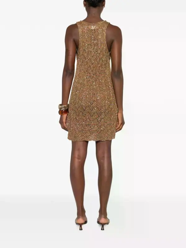 CIRCUS HOTEL Sequin-embellished Crochet-knit Mini Dress