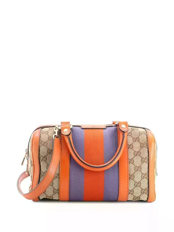 Gucci Vintage Web Boston Bag Gg Canvas Satchel - Brown