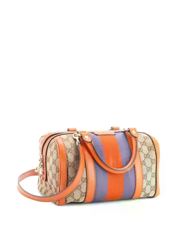 Gucci Vintage Web Boston Bag Gg Canvas Satchel - Brown