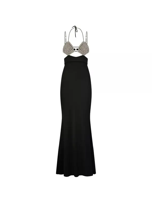 HIBOURAMA Venere Crystal-embellished Cut-out Maxi Dress - Black