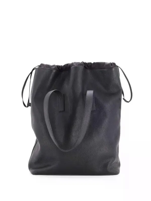LOUIS VUITTON Cabas Light Drawstring Bag Initials Taurillon Leather Tote Bag - Black