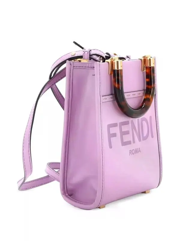 Fendi Sunshine Shopper Tote Leather Mini Crossbody Bag - Purple
