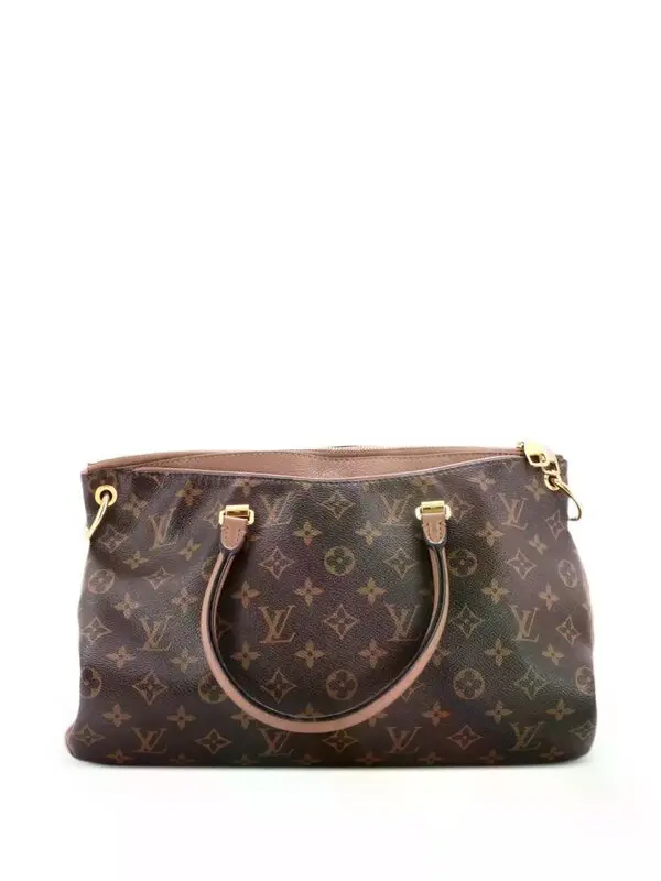 LOUIS VUITTON Pallas Tote Monogram Canvas With Leather Shoulder Bag - Brown
