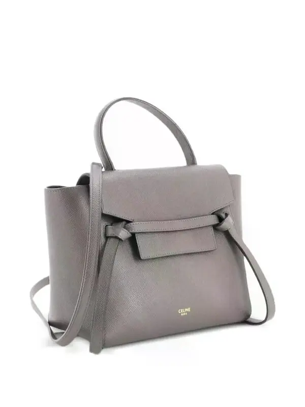 Celine Belt Bag Textured Leather Nano Shoulder Bag - Grey