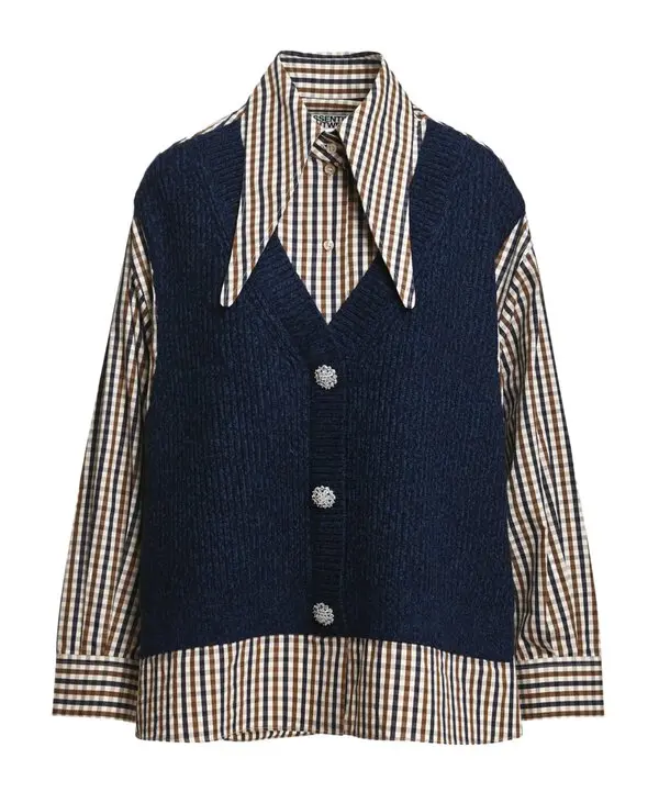 Essentiel Antwerp Check-pattern Pussy-bow Shirt
