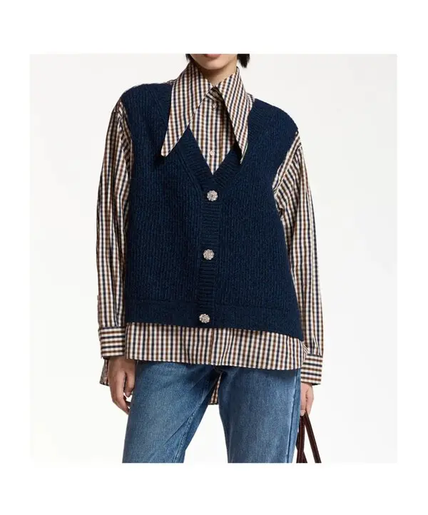 Essentiel Antwerp Check-pattern Pussy-bow Shirt