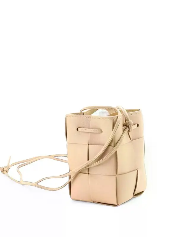 Bottega Veneta Cassette Maxi Intrecciato Leather Mini Bucket Bag - Neutrals