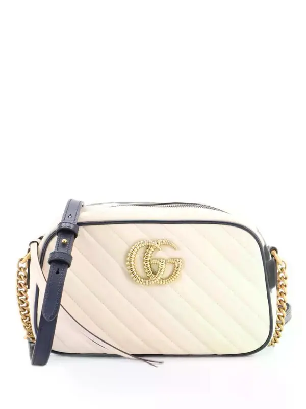 Gucci Gg Marmont Diagonal Quilted Leather Cross Body Bag - White