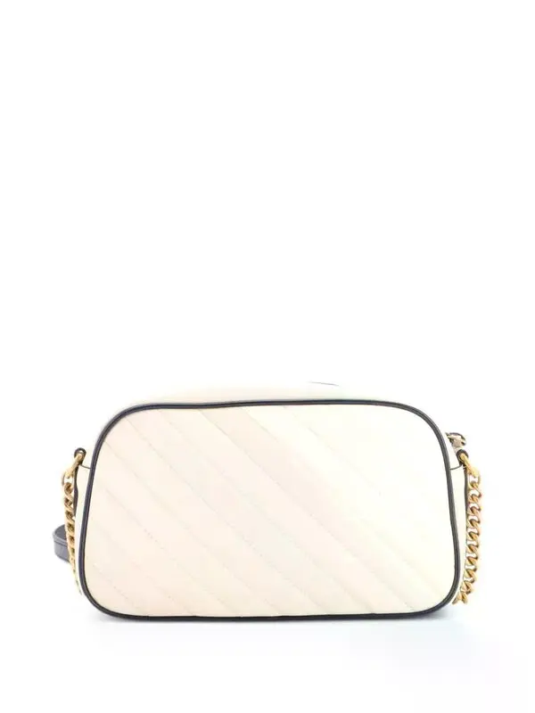 Gucci Gg Marmont Diagonal Quilted Leather Cross Body Bag - White