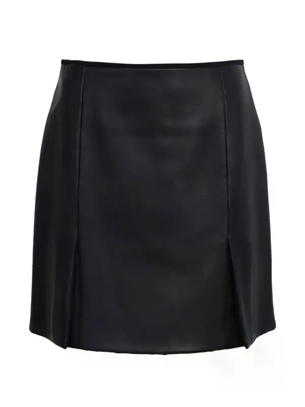 Hermès 2023 Front-slit Leather Mini Skirt