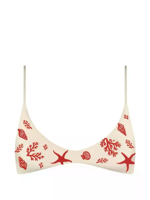 MC2 SAINT BARTH Paloma Bralette Bikini Top In Cream With Bead Details - Neutrals